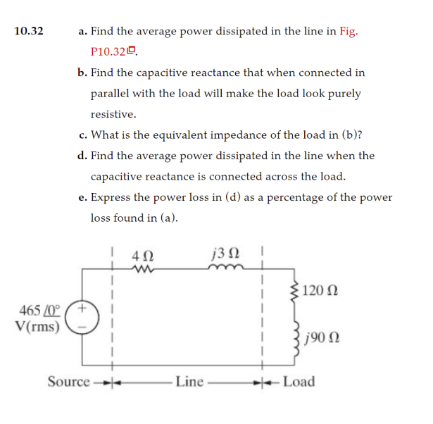 Solved a. Find the average power dissipated in the line in | Chegg.com