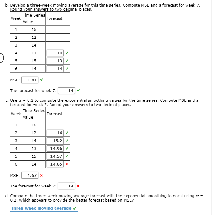 Solved B Develop A Three Week Moving Average For This Time