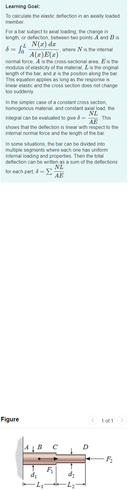 Solved Learning Goal: To calculate the elastic deflection in | Chegg.com