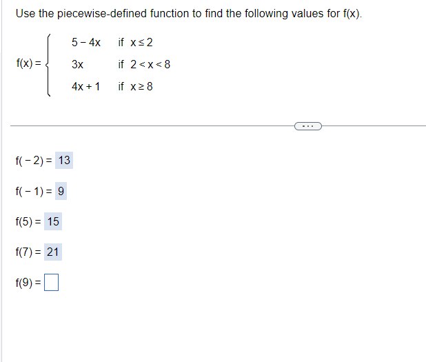 Solved Use the piecewise-defined function to find the | Chegg.com