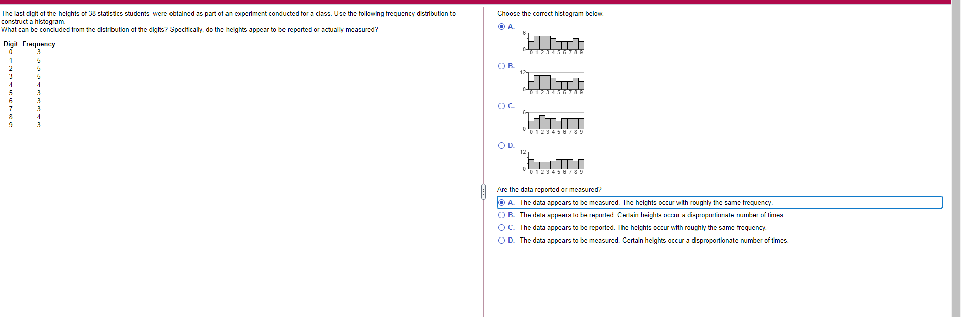Solved Choose the correct histogram below. OA. The last | Chegg.com