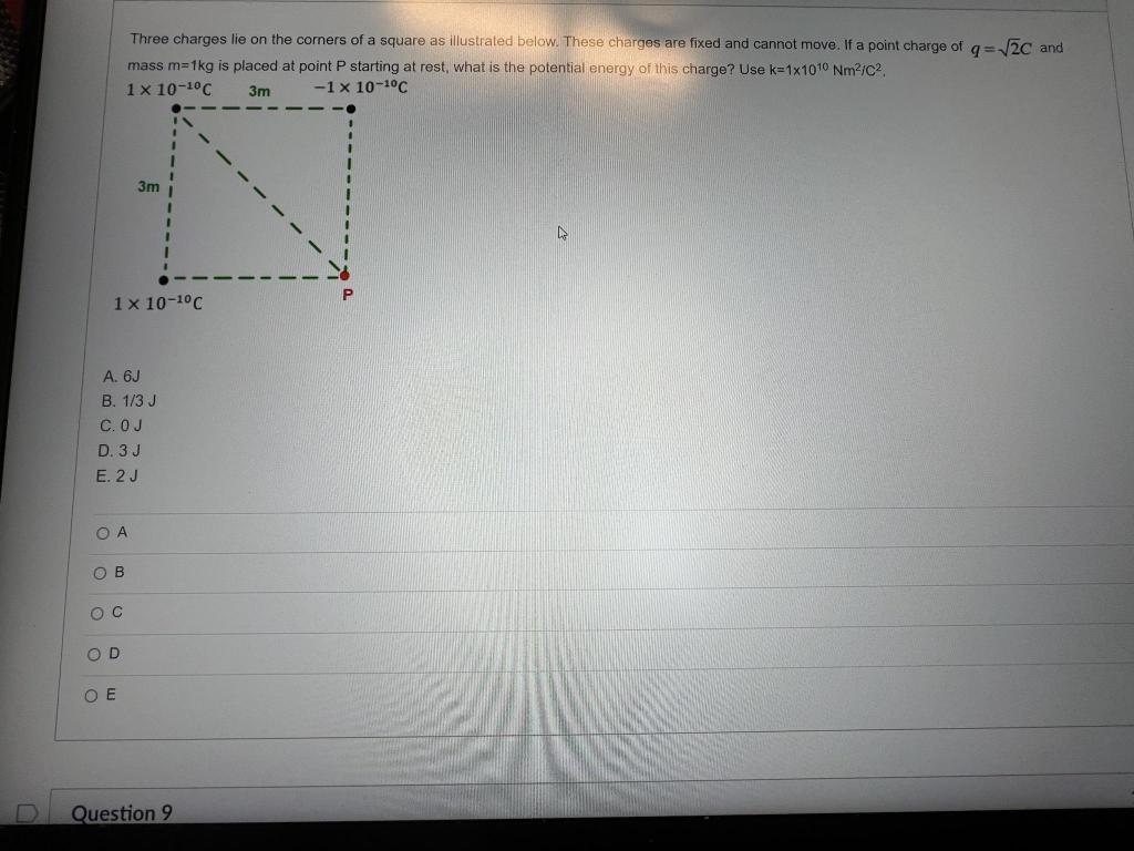 Solved Three charges lie on the corners of a square as | Chegg.com