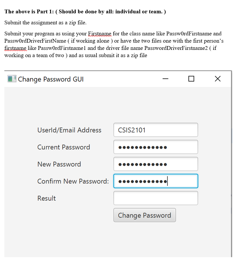 Solved Assignment 12: GUI Programming Assignment - Change | Chegg.com