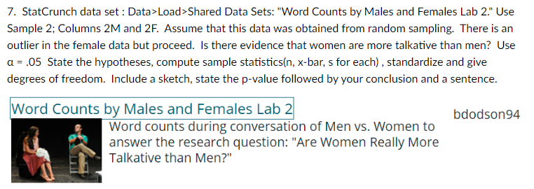 Solved 7. StatCrunch data set : Data>Load>Shared Data Sets: | Chegg.com