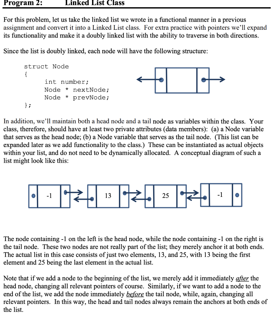 Solved Program 2 Linked List Class For This Problem Let Us Chegg