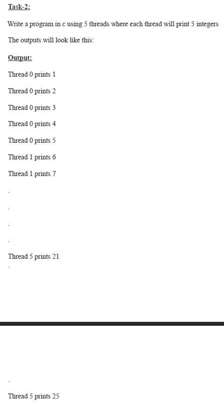 Solved Task-2: Write a program in c using 5 threads where | Chegg.com