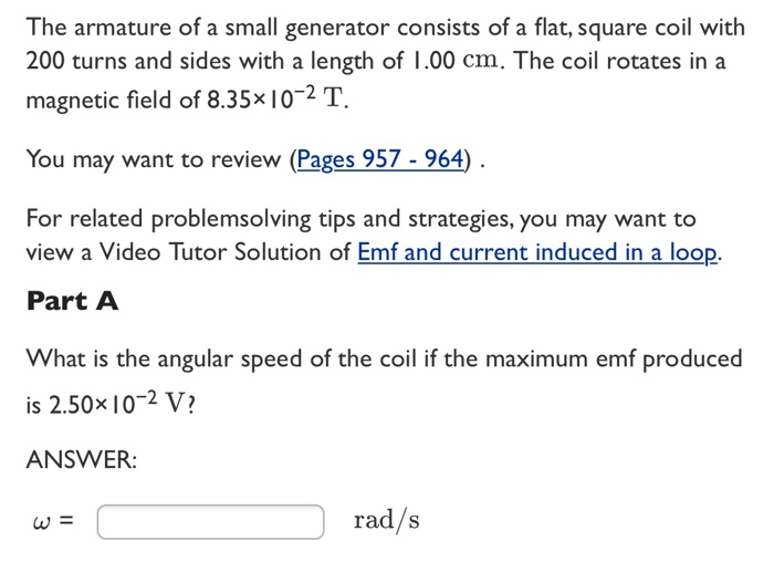 Solved The armature of a small generator consists of a flat, | Chegg.com