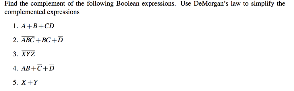 Solved Find the complement of the following Boolean | Chegg.com