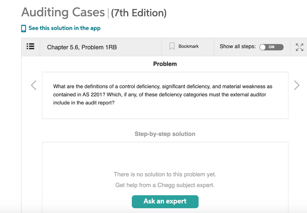 Solved Auditing Cases (7th Edition) ﻿See this solution in | Chegg.com