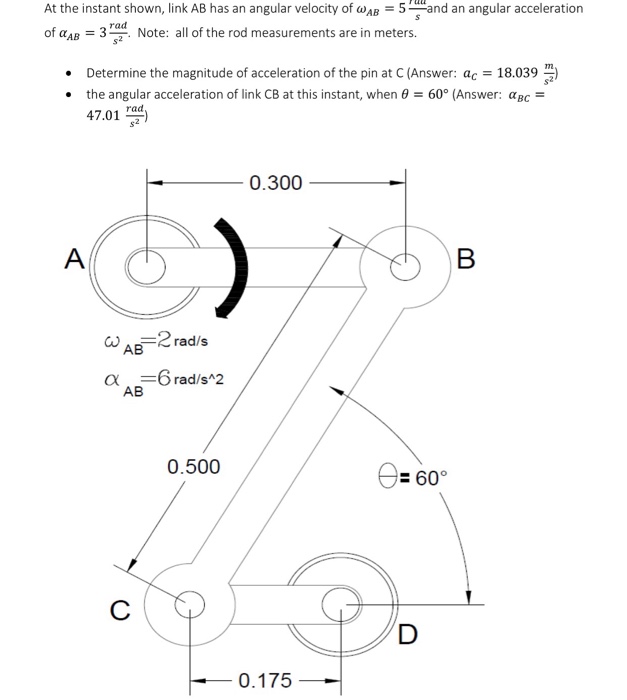 Solved At the instant shown, link AB has an angular velocity | Chegg.com