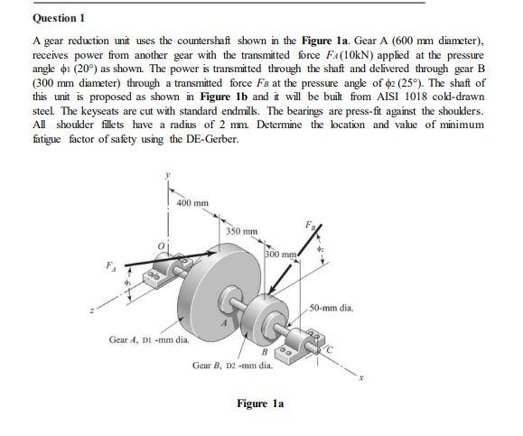 Solved Question 1 A gear reduction unit uses the | Chegg.com