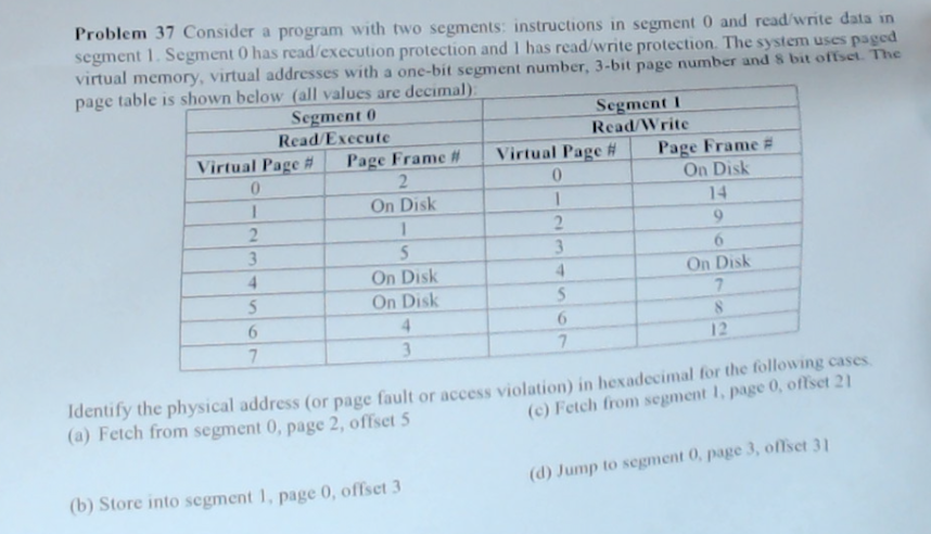 Problem 37 Consider a program with two segments: | Chegg.com