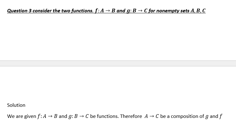 Solved Question 3 consider the two functions. f: A + B and | Chegg.com