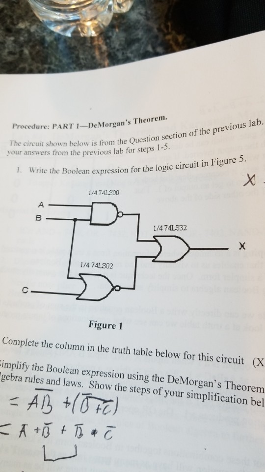Ure Part1 Demorgans Theorem Circuit Shown Below Is 4113