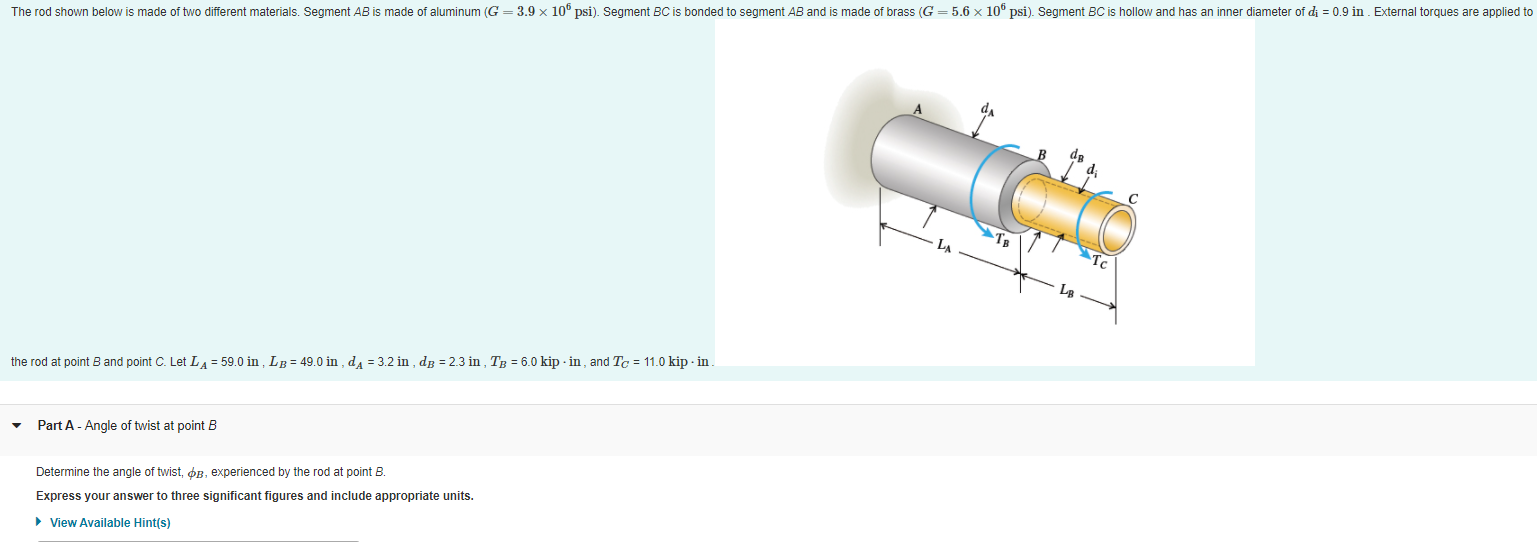 Solved The rod shown below is made of two different | Chegg.com
