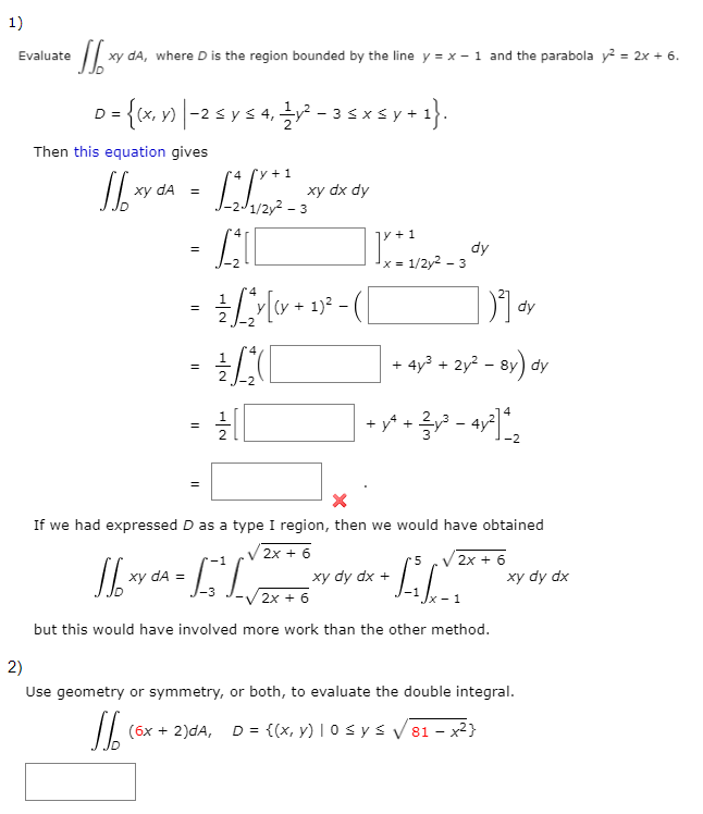 Solved 1) Evaluate xy da, where D is the region bounded by | Chegg.com