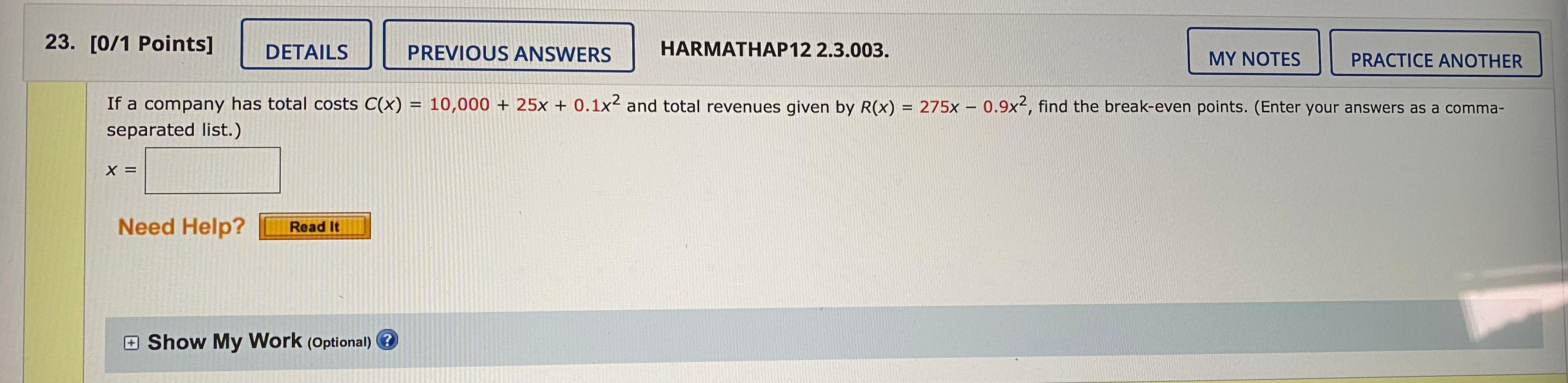 Solved 23. [0/1 Points] DETAILS PREVIOUS ANSWERS HARMATHAP12 | Chegg.com