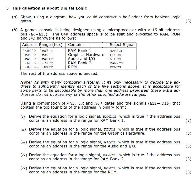 Solved 3 This question is about Digital Logic (5) PPUCS (a) | Chegg.com