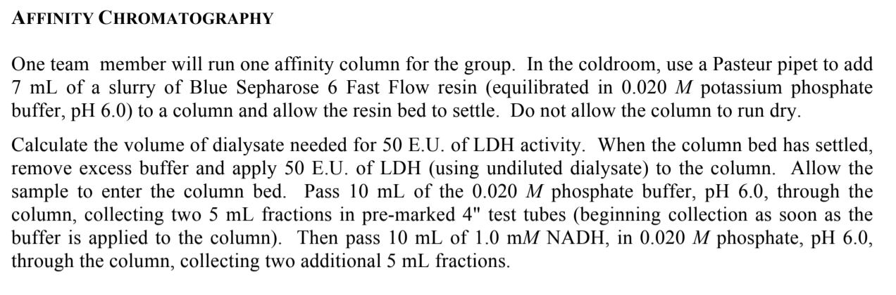 How does the Blue Sepharose 6 column work in this | Chegg.com