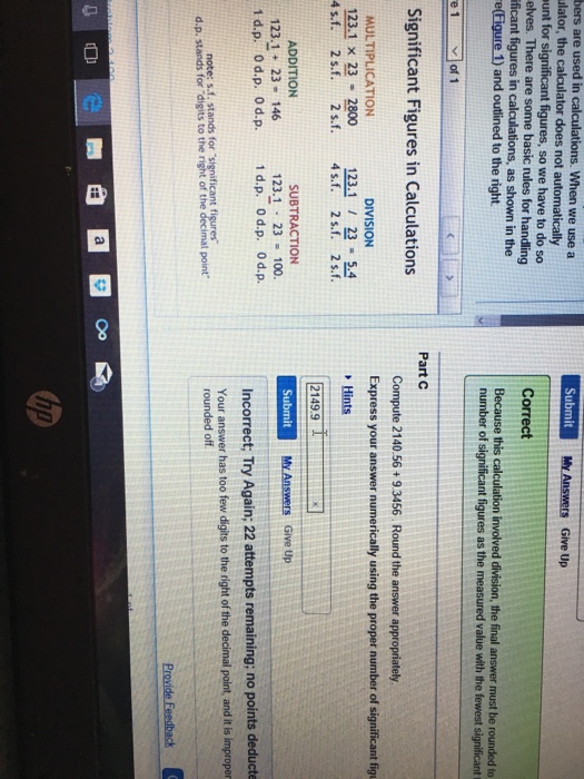 Solved Because this calculation involved division, the final | Chegg.com
