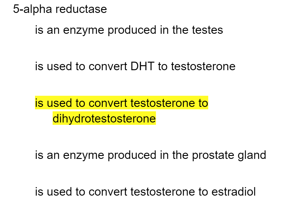 Solved 5-alpha reductase is an enzyme produced in the testes | Chegg.com