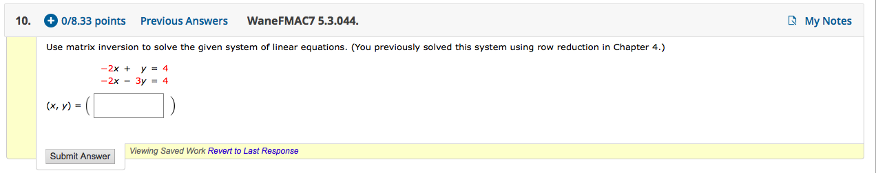 Solved 10. + 0/8.33 points Previous Answers WaneFMAC7 | Chegg.com