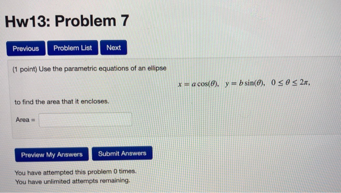Hw13 Problem 7 Previous Problem Listnext 1 Point 