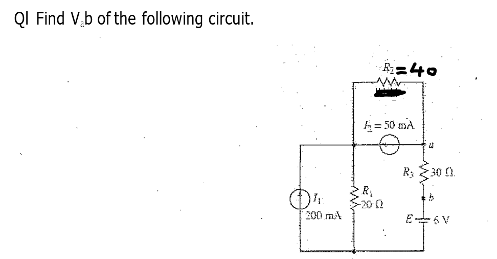 Solved QI Find Vab of the following circuit. | Chegg.com