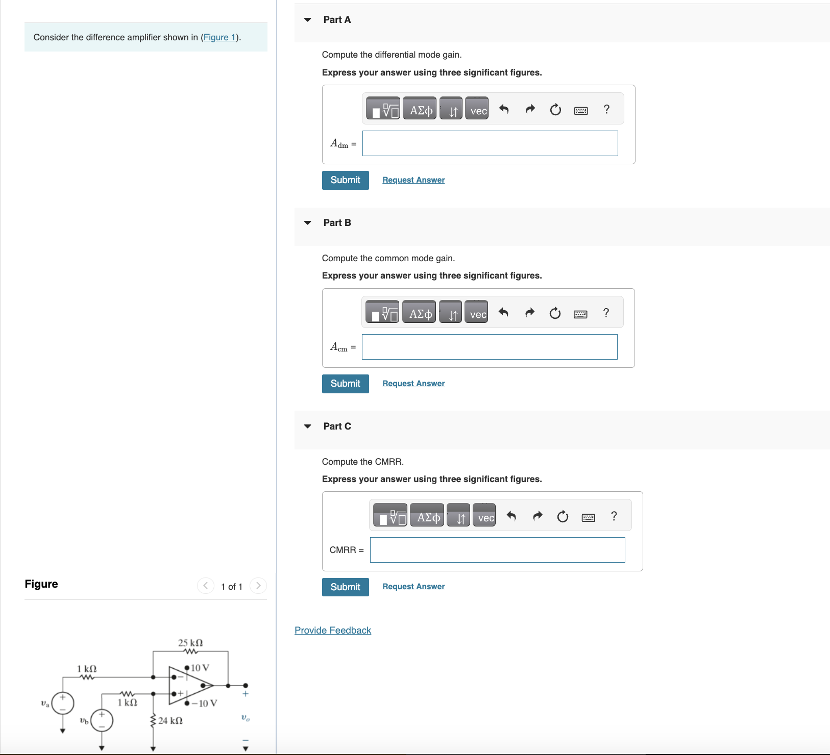 Solved Consider The Difference Amplifier Shown In Figure