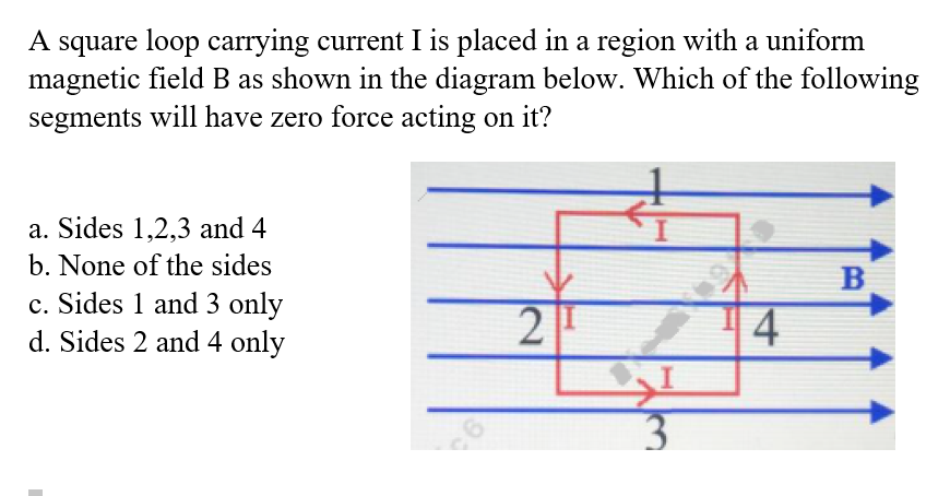 Solved A square loop carrying current I is placed in a | Chegg.com