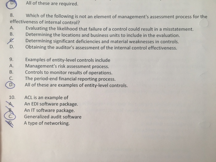 Solved D. All of these are required. 8. Which of the | Chegg.com