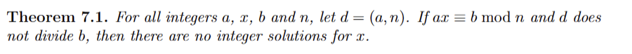 Solved Theorem 7.1. For all integers a,x,b and n, let | Chegg.com