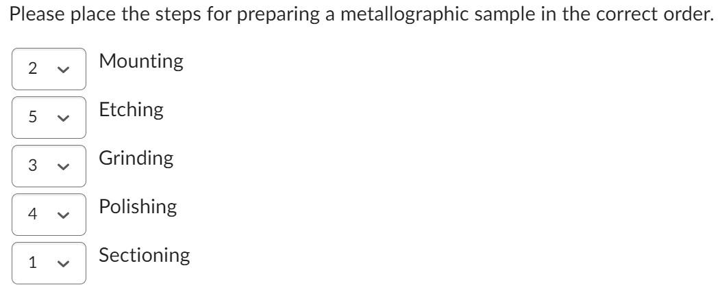Solved When preparing a sample for optical metallography, | Chegg.com
