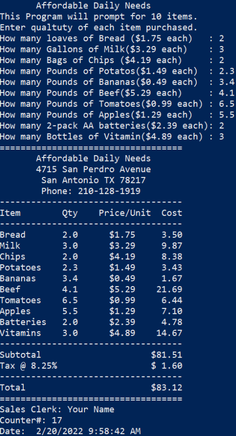 Solved Write a complete PowerShell script to print a receipt | Chegg.com
