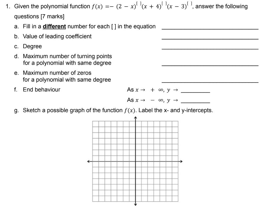 Solved 1. Given the polynomial function f(x) =- questions [7 | Chegg.com