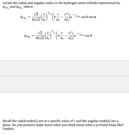 Solved Locate the radial and angular nodes in the hydrogen | Chegg.com