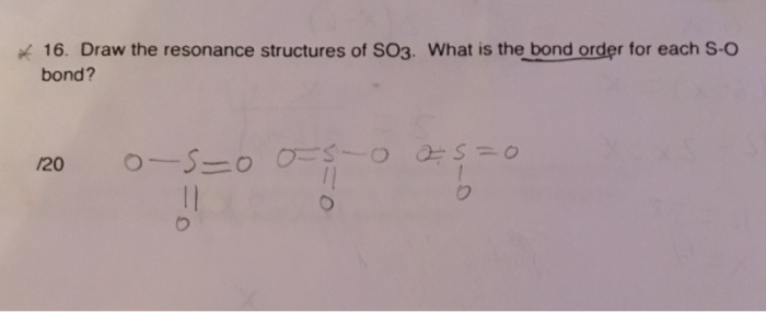 Solved 16. Draw the resonance structures of SO3. What is the | Chegg.com
