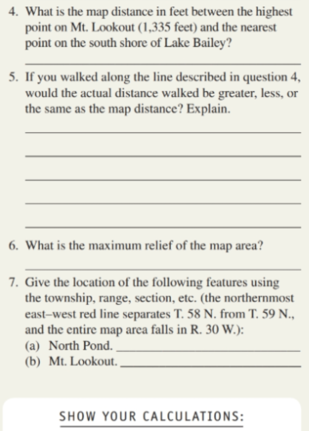 Solved 4 What is the map distance in feet between the | Chegg.com