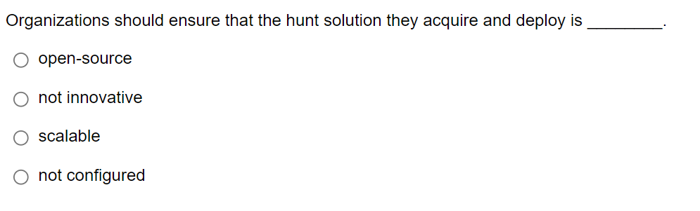 Solved Organizations should ensure that the hunt solution | Chegg.com