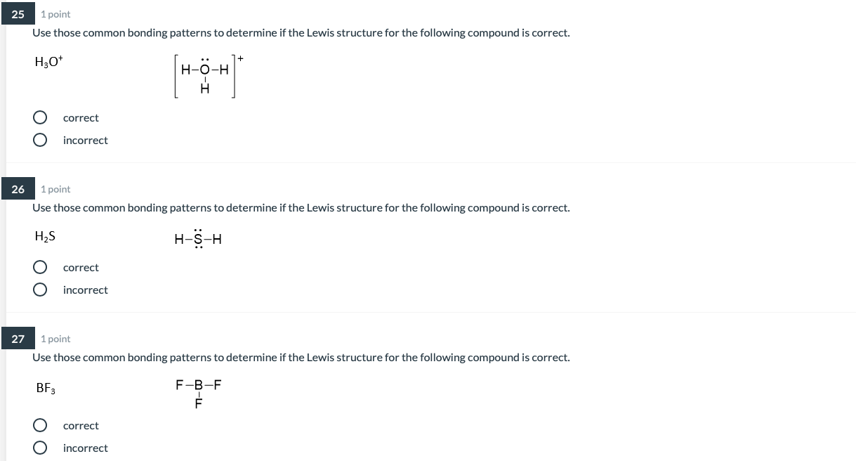 Solved 22 1 point Use those common bonding patterns to | Chegg.com