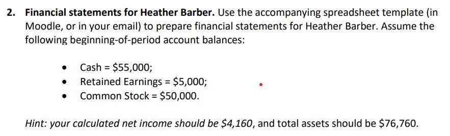 Solved Financial statements for Heather Barber. Use the | Chegg.com
