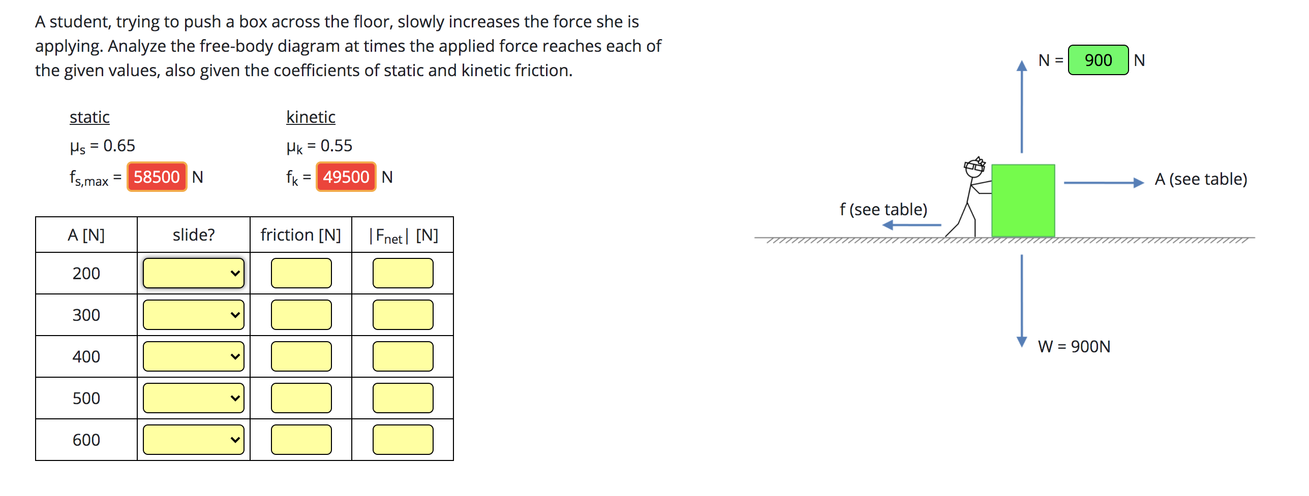 Solved A student, trying to push a box across the floor, | Chegg.com