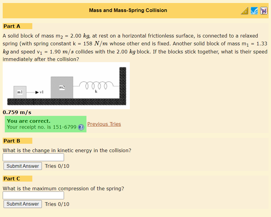 Solved Mass and Mass-Spring Collision Part A A solid block | Chegg.com