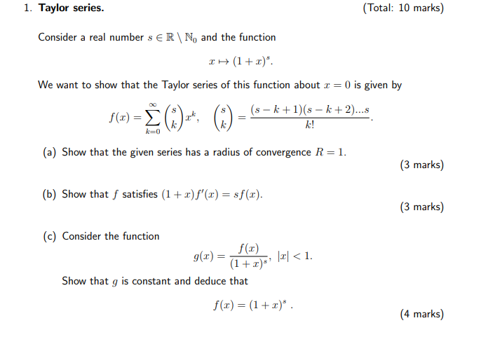 Solved We want to show that the Taylor series of | Chegg.com
