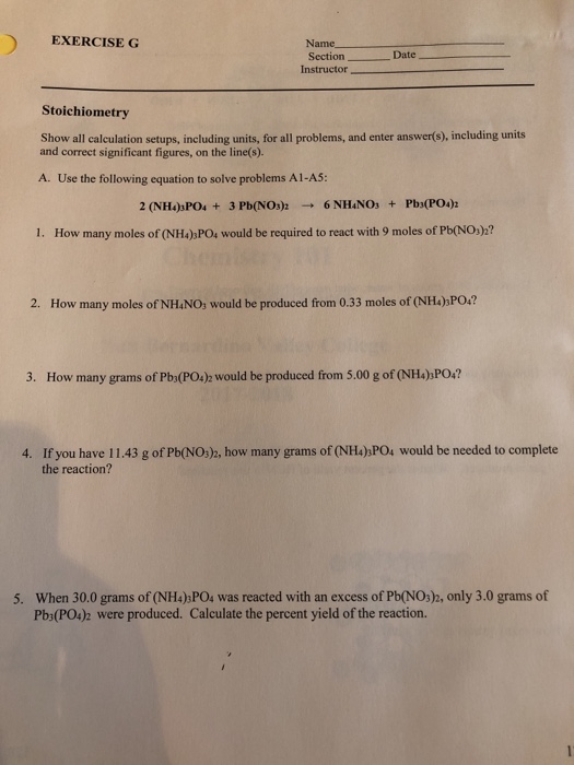Solved EXERCISEG Name- Section Instructor Date_ | Chegg.com