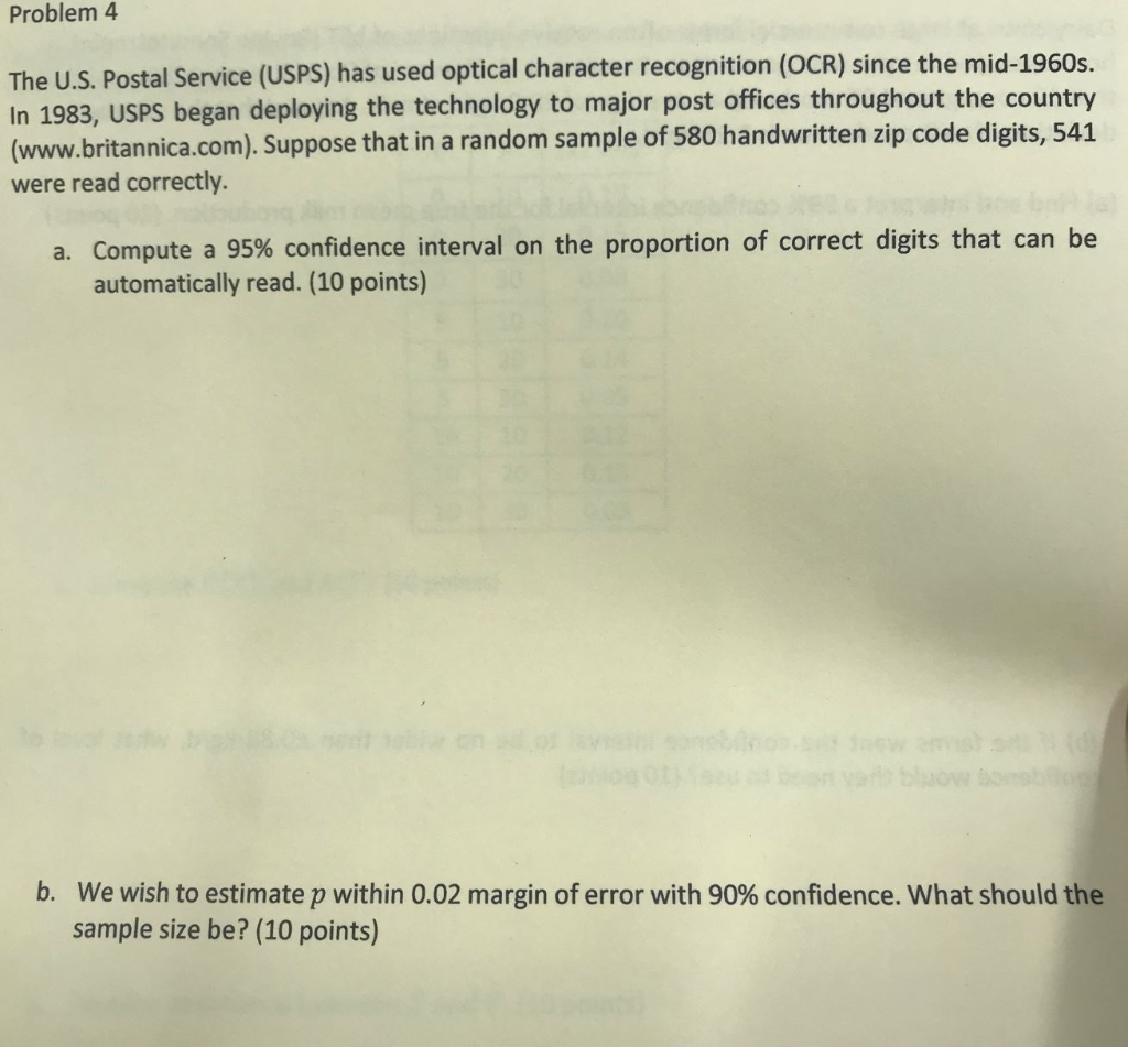 Solved Problem 4 The U.S. Postal Service (USPS) has used | Chegg.com