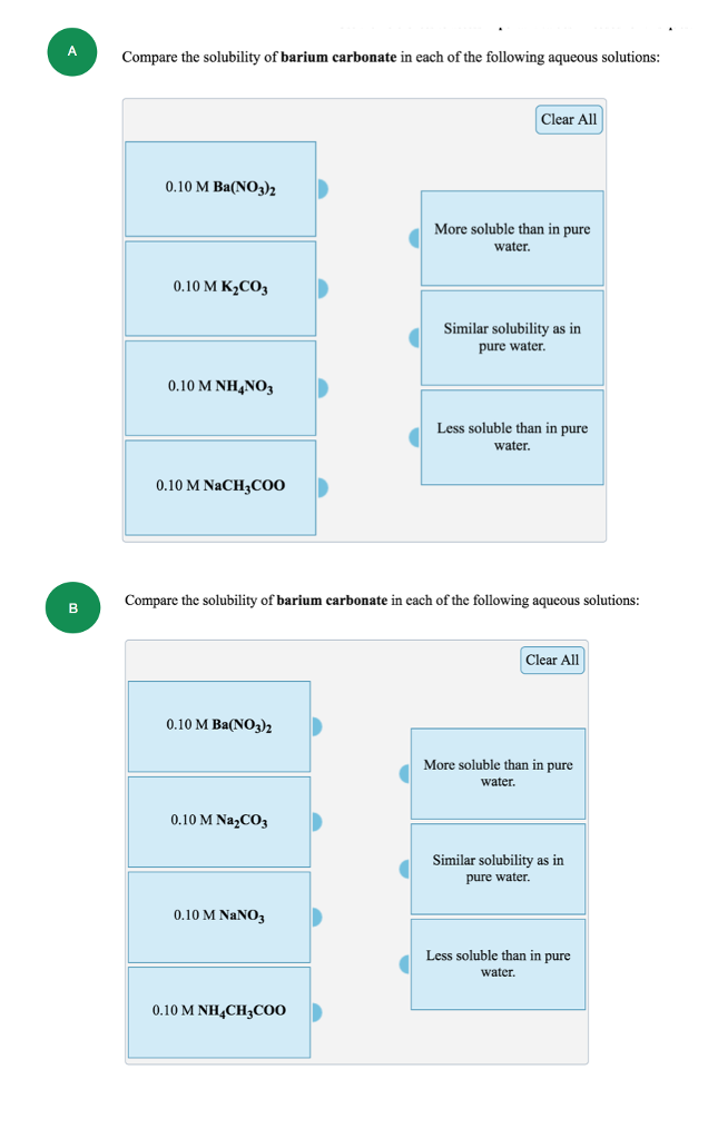 Solved Compare the solubility of barium carbonate in each of | Chegg.com