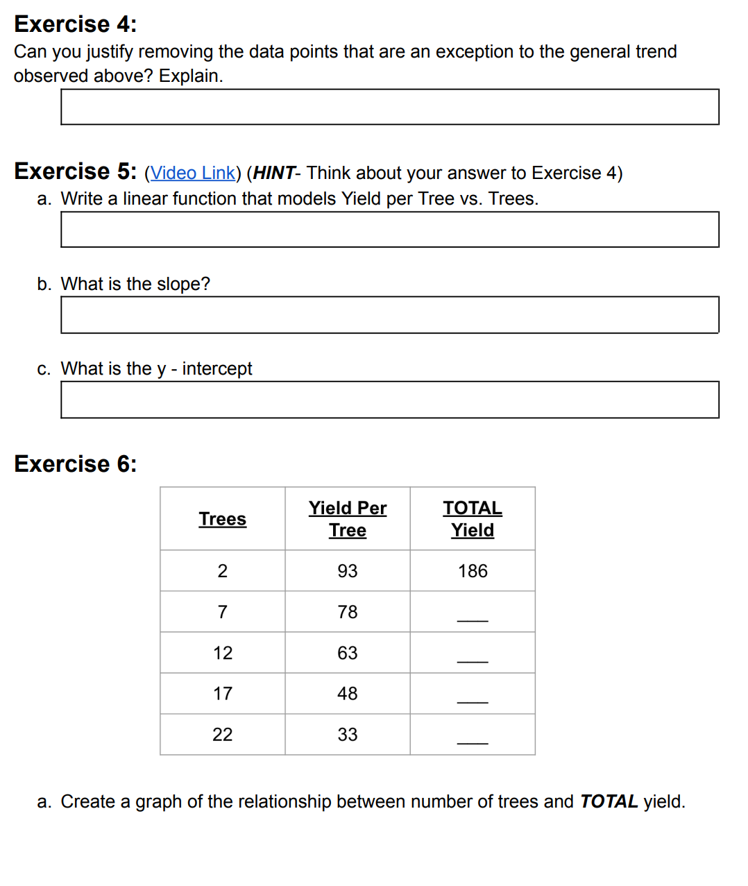Exercise 4: Can you justify removing the data points | Chegg.com