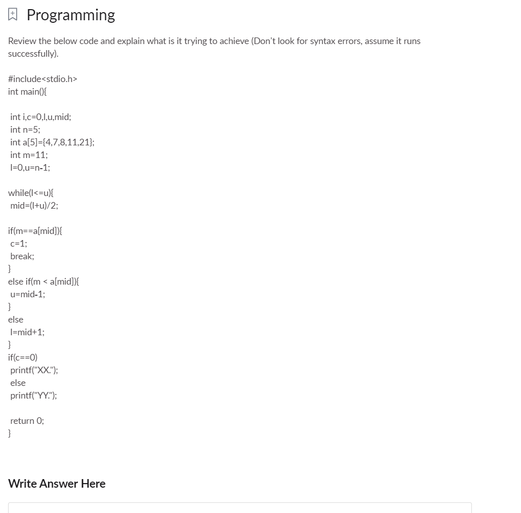 Solved w Programming Review the below code and explain what | Chegg.com