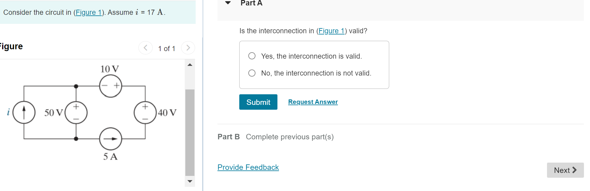 Solved Consider the circuit in (Figure 1). Assume i=17 A. Is | Chegg.com
